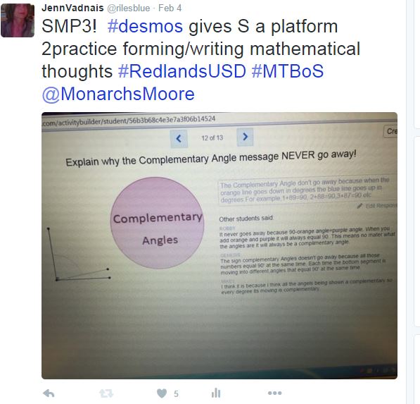 Desmos, Complementary Angles & SMP#3 | Communicating Mathematically
